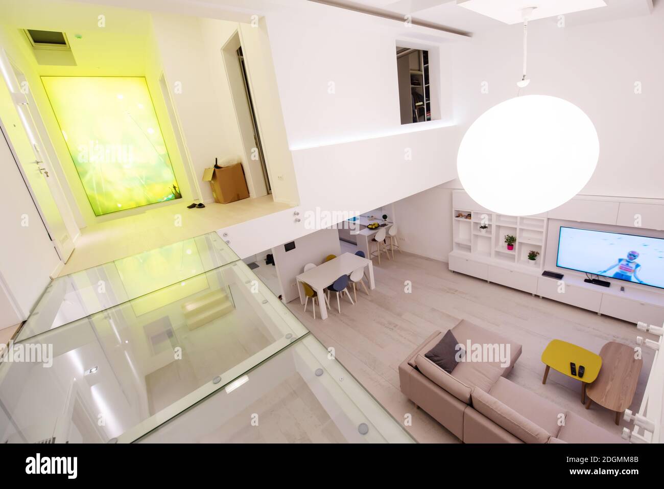 Interior of a two level apartment Stock Photo - Alamy