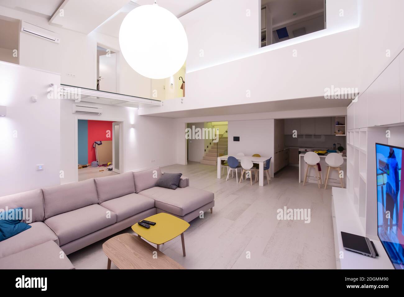 Interior of a two level apartment Stock Photo - Alamy