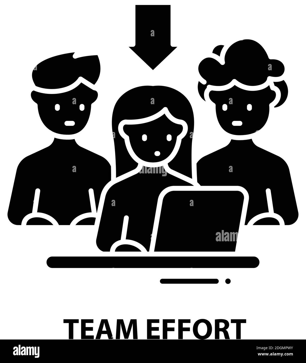 team effort icon, black vector sign with editable strokes, concept ...