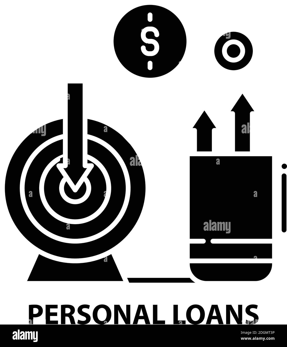 personal loans icon, black vector sign with editable strokes, concept ...
