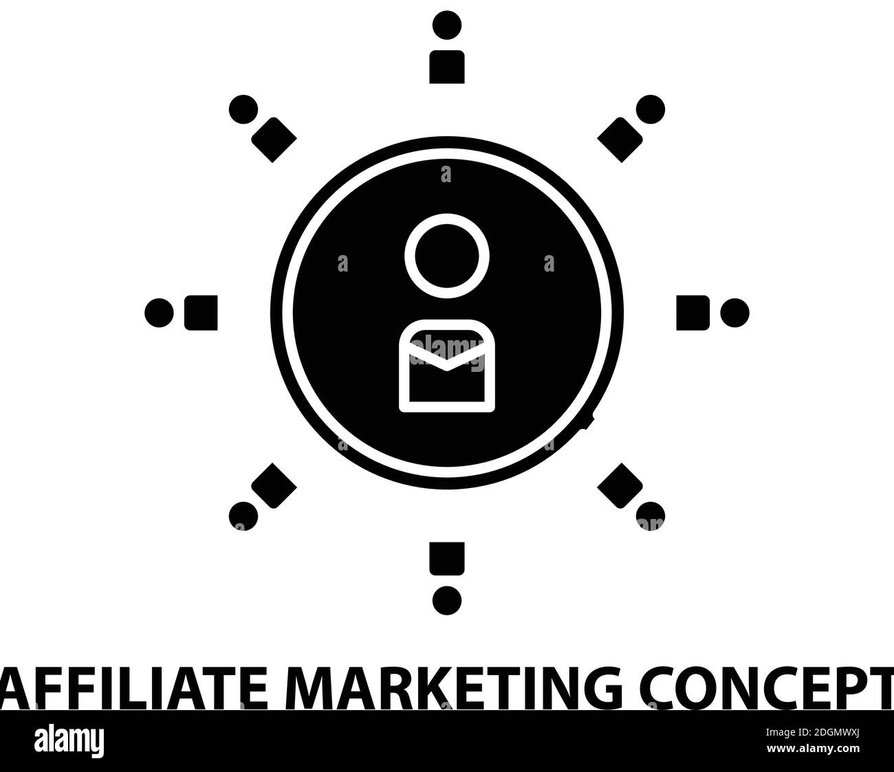 affiliate marketing concept icon, black vector sign with editable ...