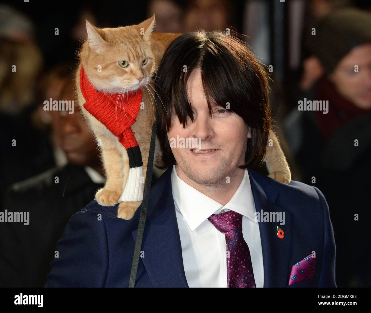 James Bowen and Bob arriving at the World Premiere of A Street Cat ...