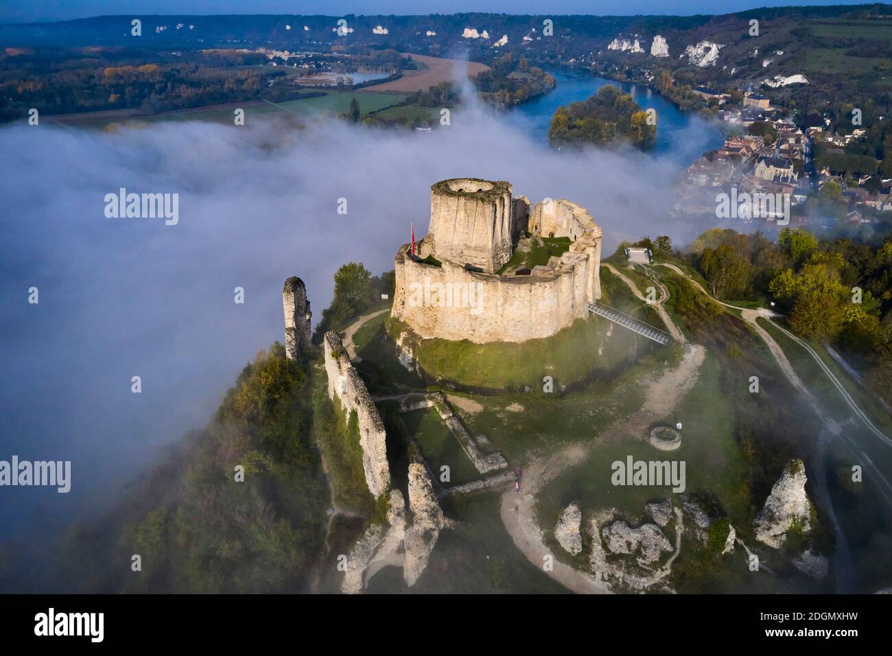 France, Eure (27), Les Andelys, Château Gaillard, 12th century fortress built by Richard Coeur ...