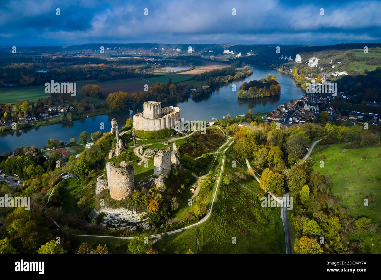 France, Eure (27), Les Andelys, Château Gaillard, 12th century fortress built by Richard Coeur ...