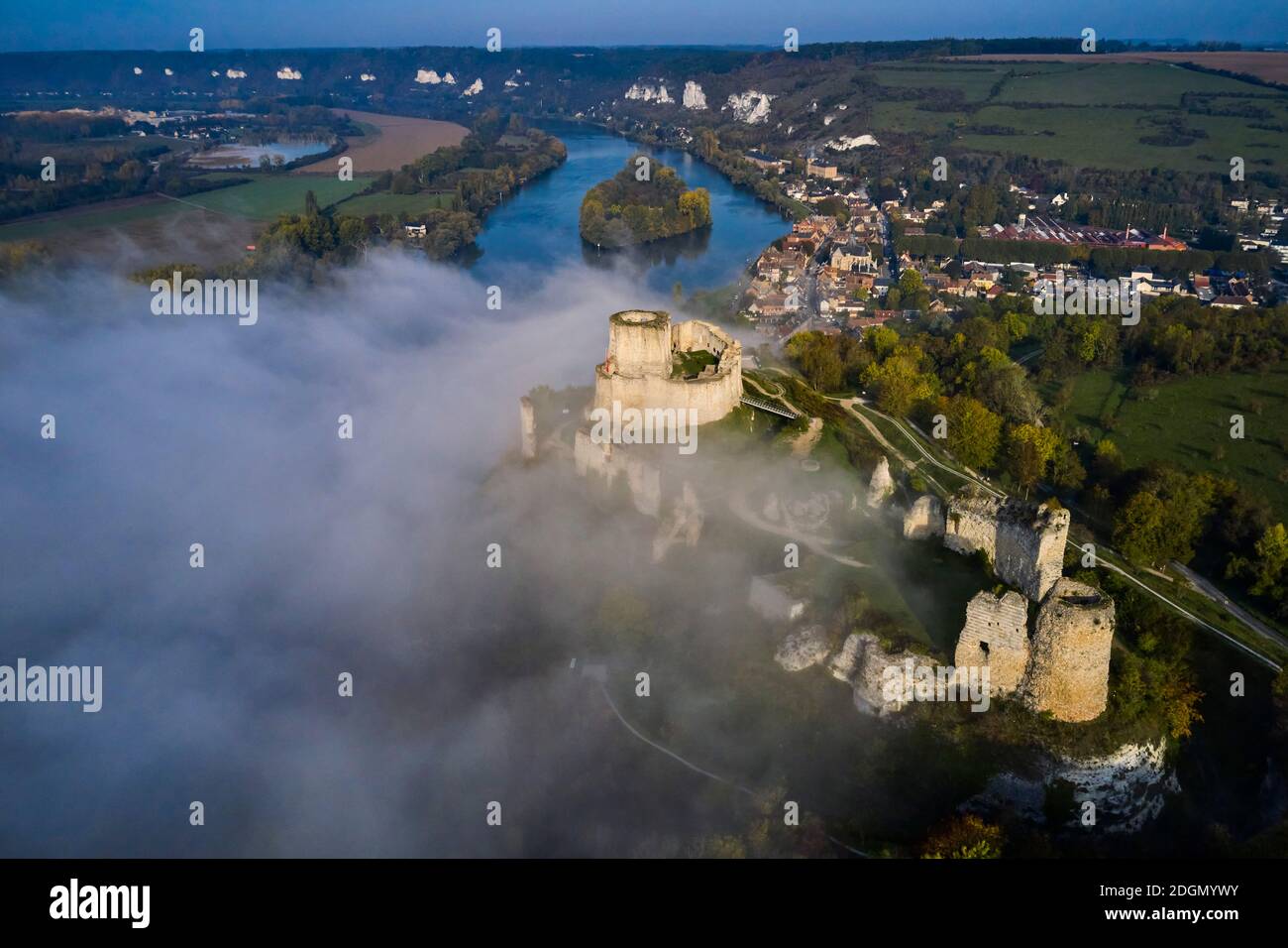 France, Eure (27), Les Andelys, Château Gaillard, 12th century fortress built by Richard Coeur ...