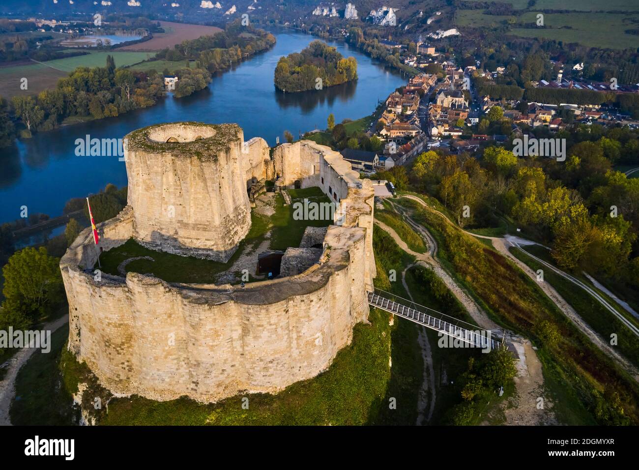 France, Eure (27), Les Andelys, Château Gaillard, 12th century fortress built by Richard Coeur ...