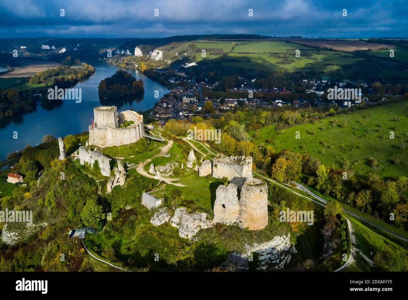 France, Eure (27), Les Andelys, Château Gaillard, 12th century fortress built by Richard Coeur ...