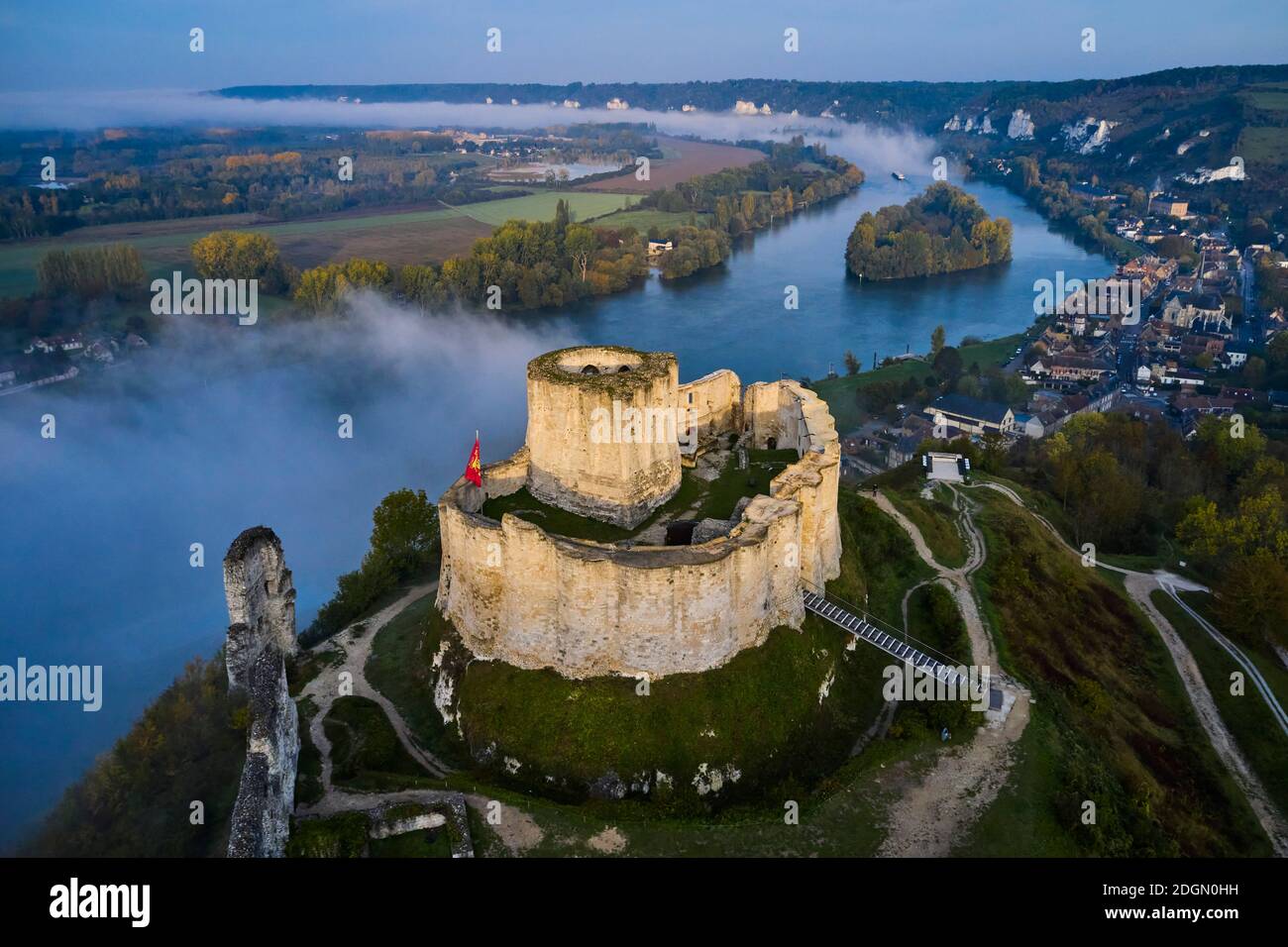 France, Eure (27), Les Andelys, Château Gaillard, 12th century fortress built by Richard Coeur ...