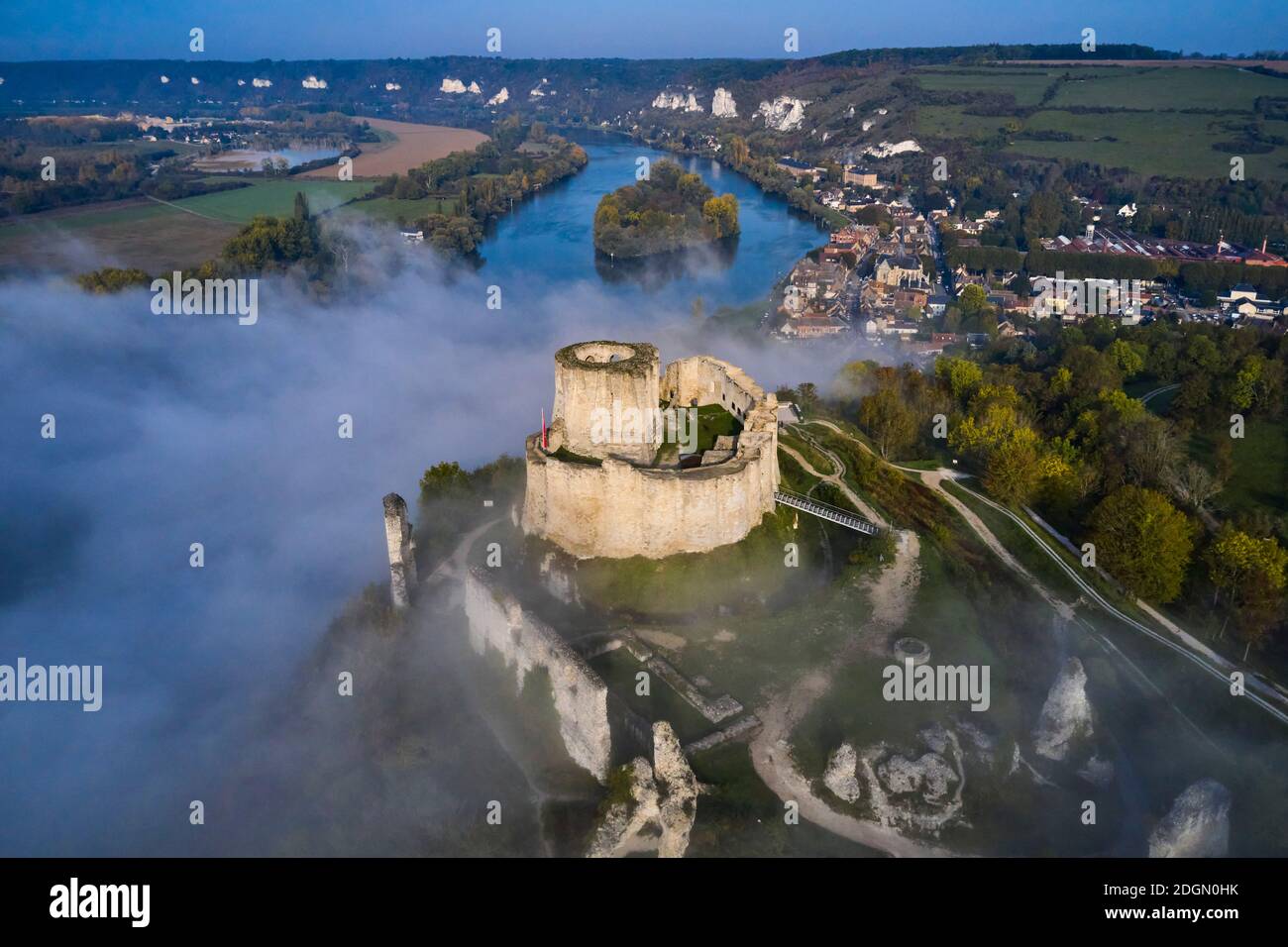 France, Eure (27), Les Andelys, Château Gaillard, 12th century fortress built by Richard Coeur ...