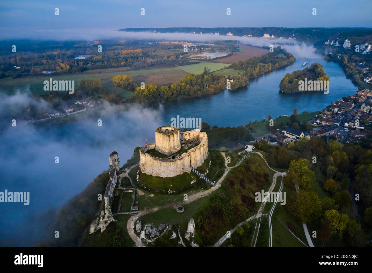 France, Eure (27), Les Andelys, Château Gaillard, 12th century fortress built by Richard Coeur ...