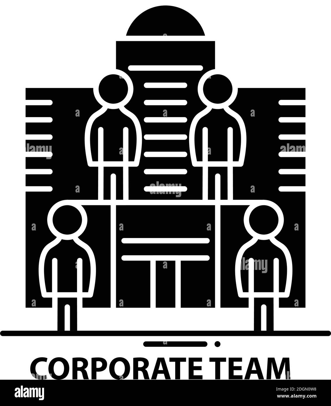 corporate team icon, black vector sign with editable strokes, concept ...