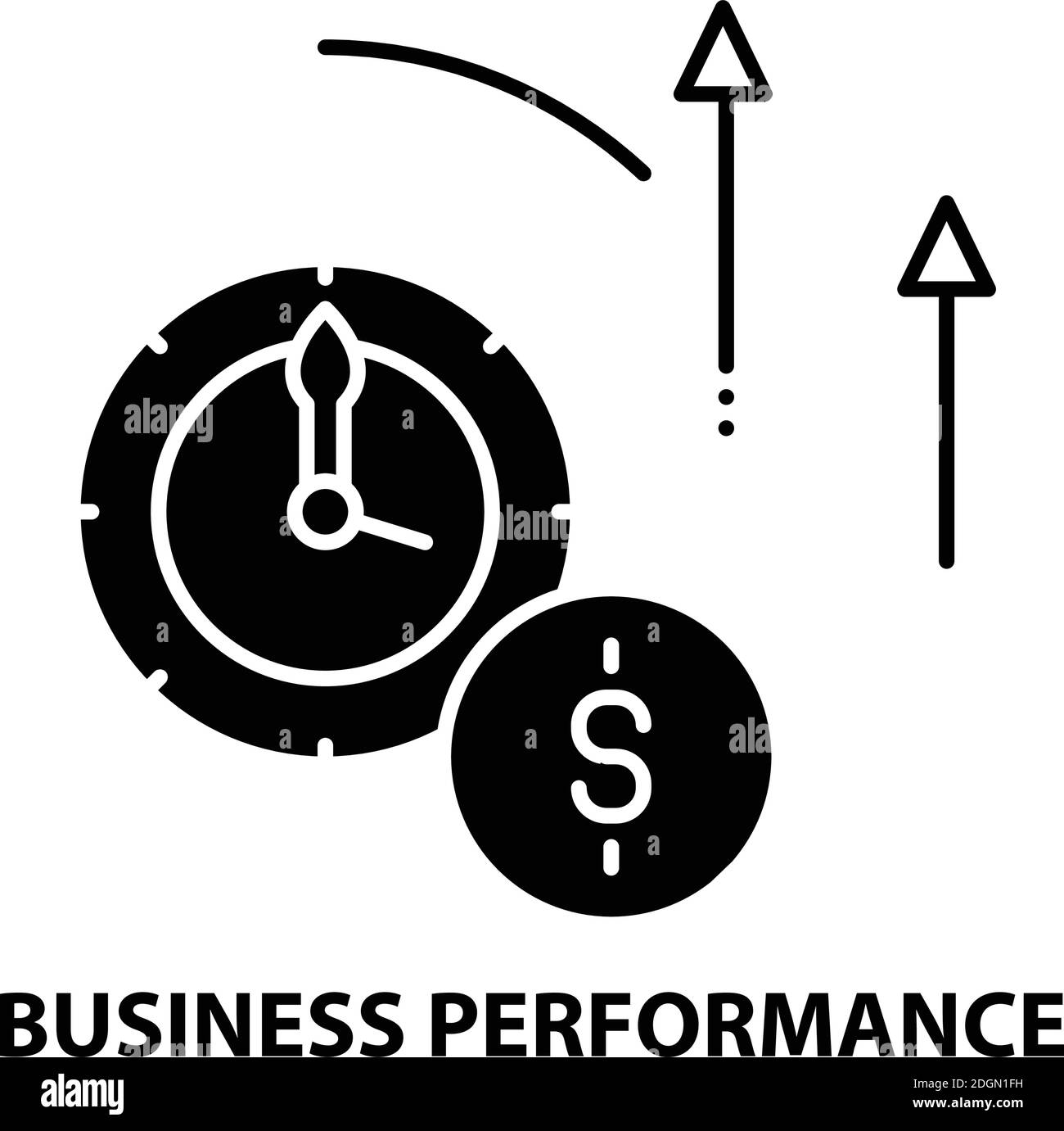 business performance symbol icon, black vector sign with editable ...