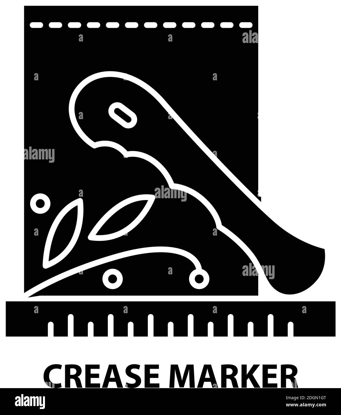 crease marker symbol icon, black vector sign with editable strokes ...