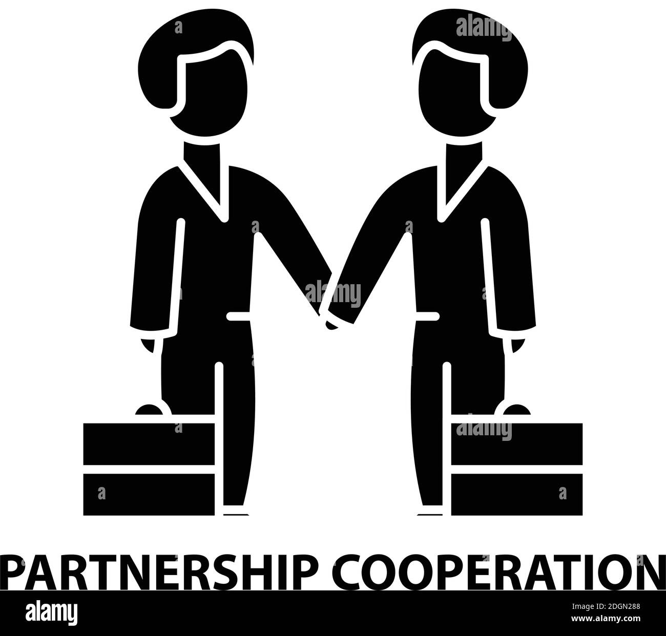 partnership cooperation icon, black vector sign with editable strokes ...