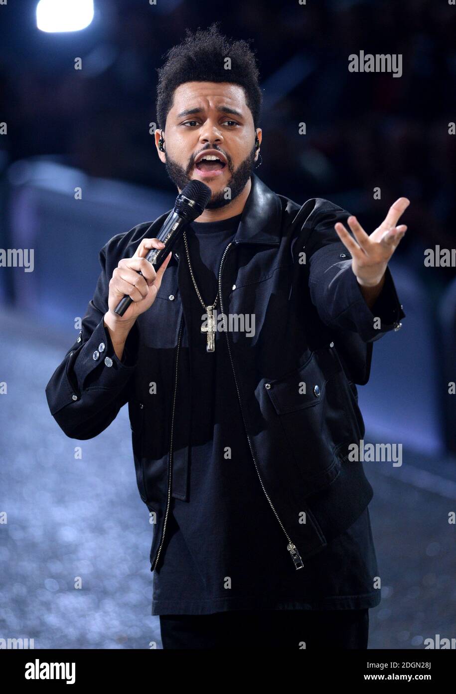 The Weeknd performing live on the catwalk during the Victoria's Secret ...