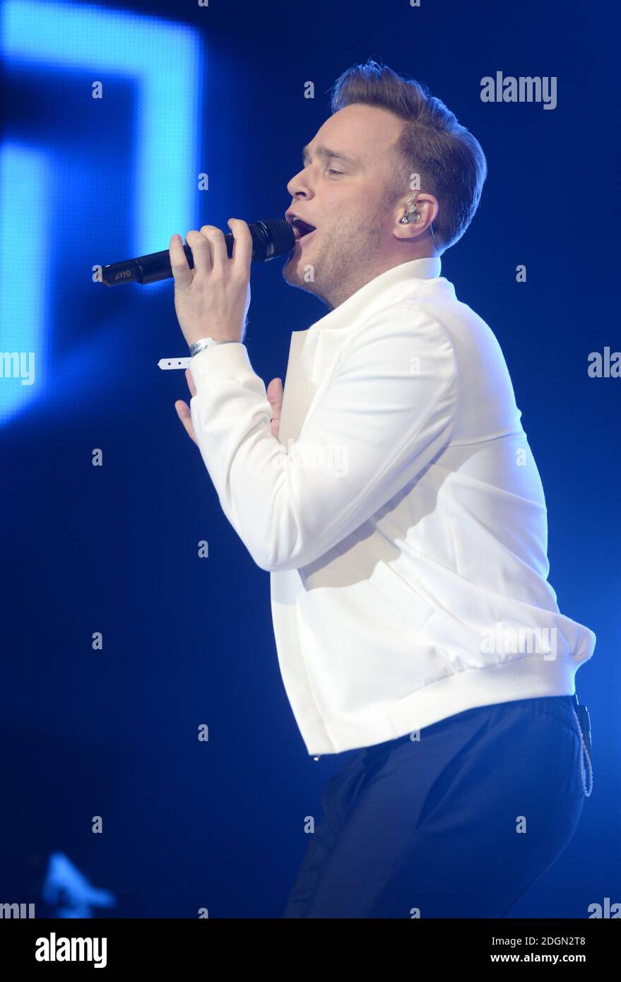 Olly Murs on stage at the Capital FM Jingle Bell Ball 2016 with Coca-Cola at The O2 Arena in ...