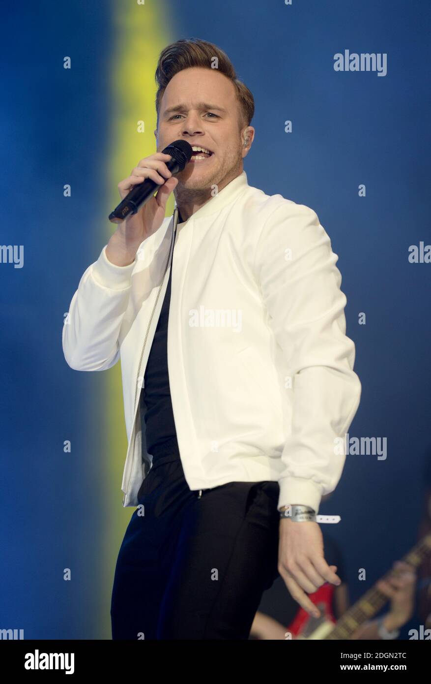 Olly Murs on stage at the Capital FM Jingle Bell Ball 2016 with Coca-Cola at The O2 Arena in ...
