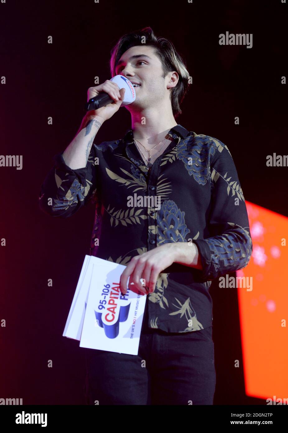 Capital Presenter George Shelley on stage at the Capital FM Jingle Bell ...