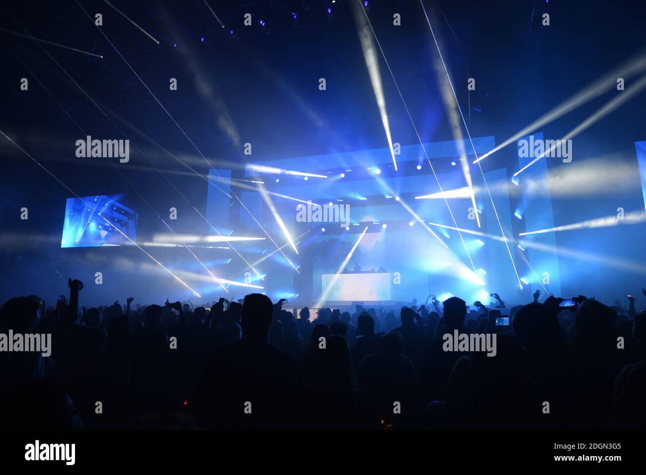 Calvin Harris on stage at the Capital FM Jingle Bell Ball 2016 with ...