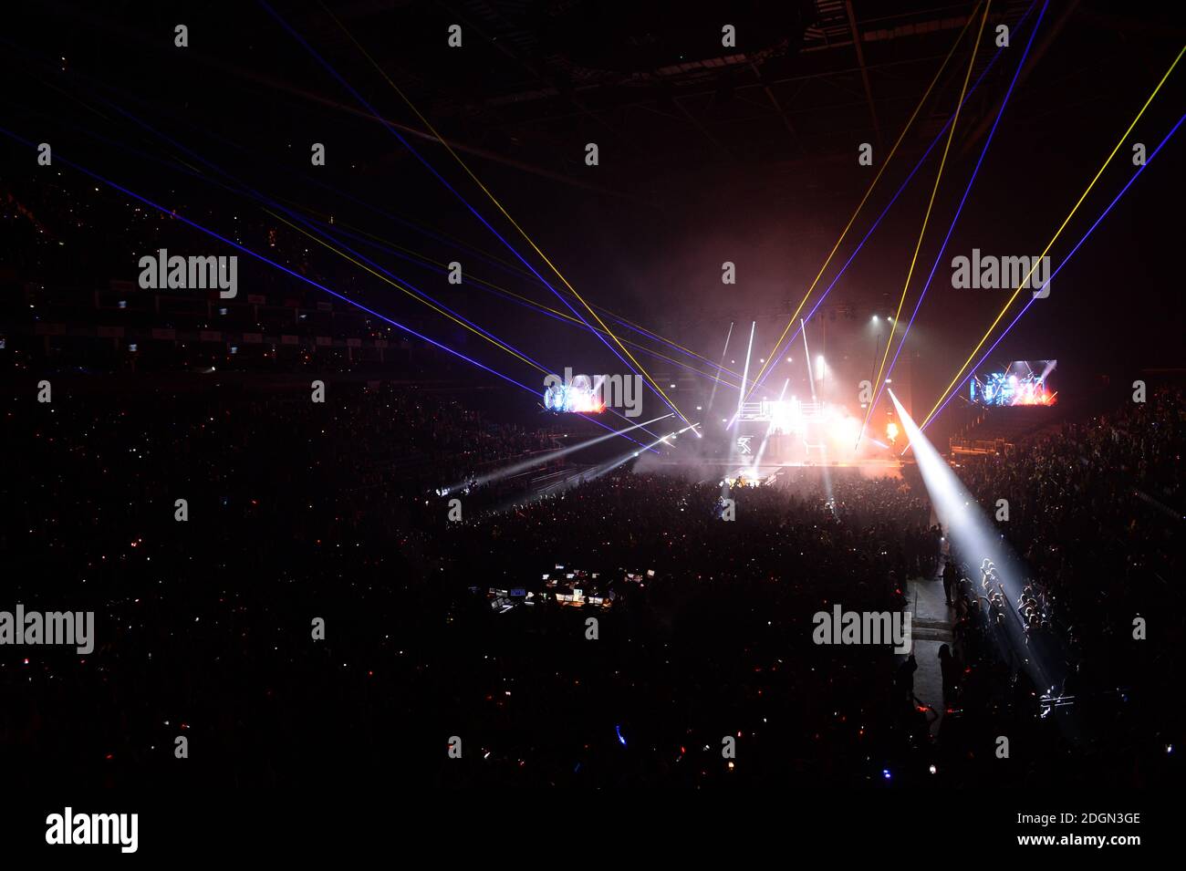 Calvin Harris on stage at the Capital FM Jingle Bell Ball 2016 with ...