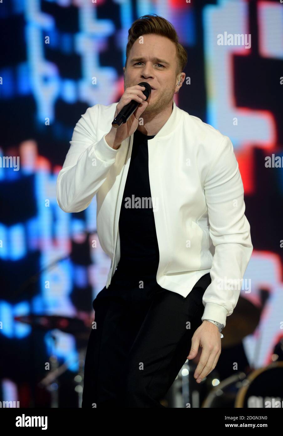 Olly Murs on stage at the Capital FM Jingle Bell Ball 2016 with Coca-Cola at The O2 Arena in ...