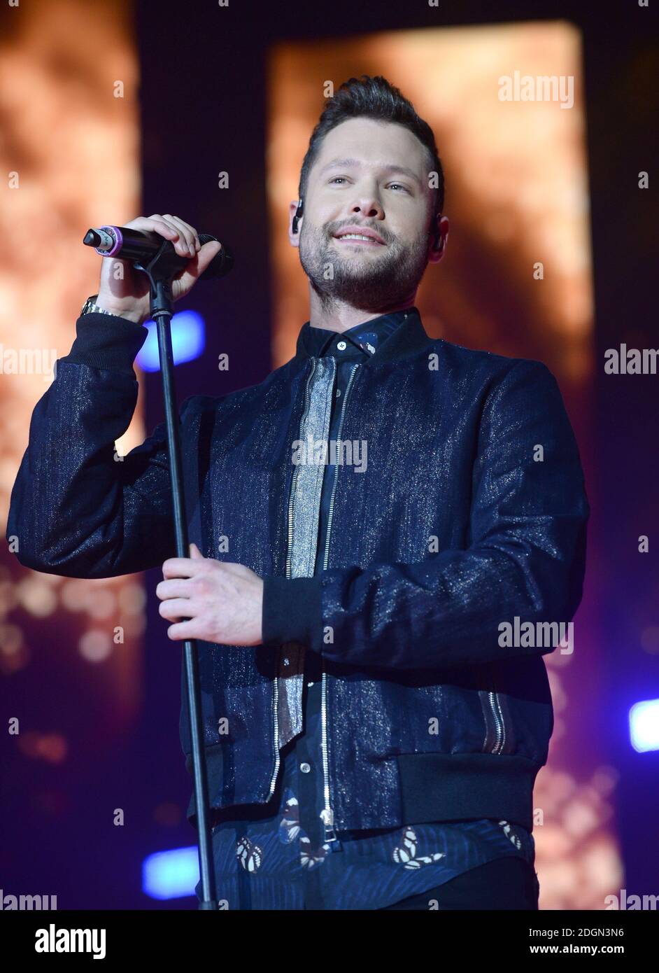 Calum Scott on stage at the Capital FM Jingle Bell Ball 2016 with Coca ...
