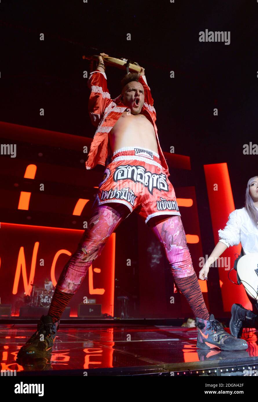 Cole Whittle of DNCE on stage at the Capital FM Jingle Bell Ball 2016 ...