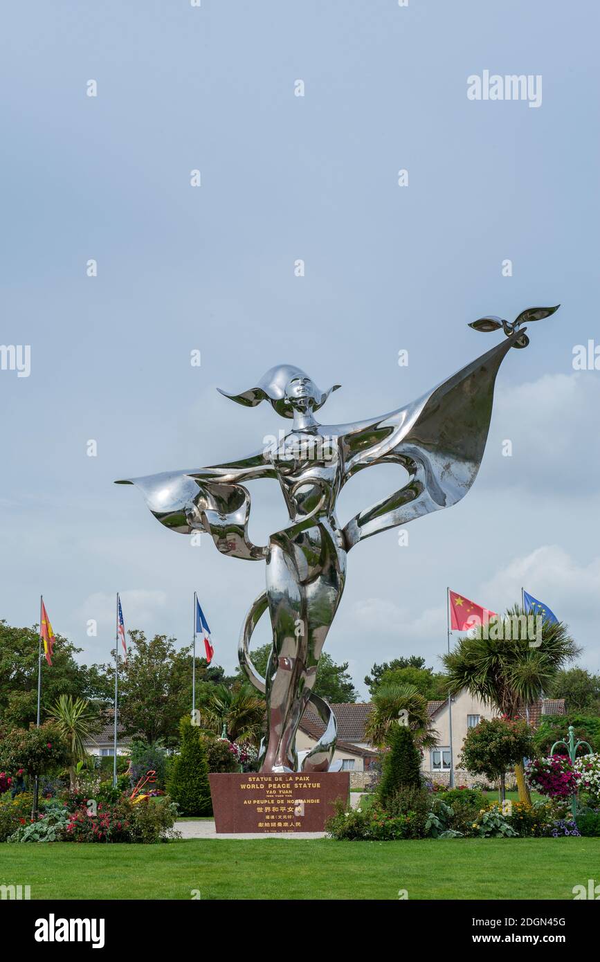 Grandcamp Maisy, France - Augus 19, 2015; The world peace statue made ...