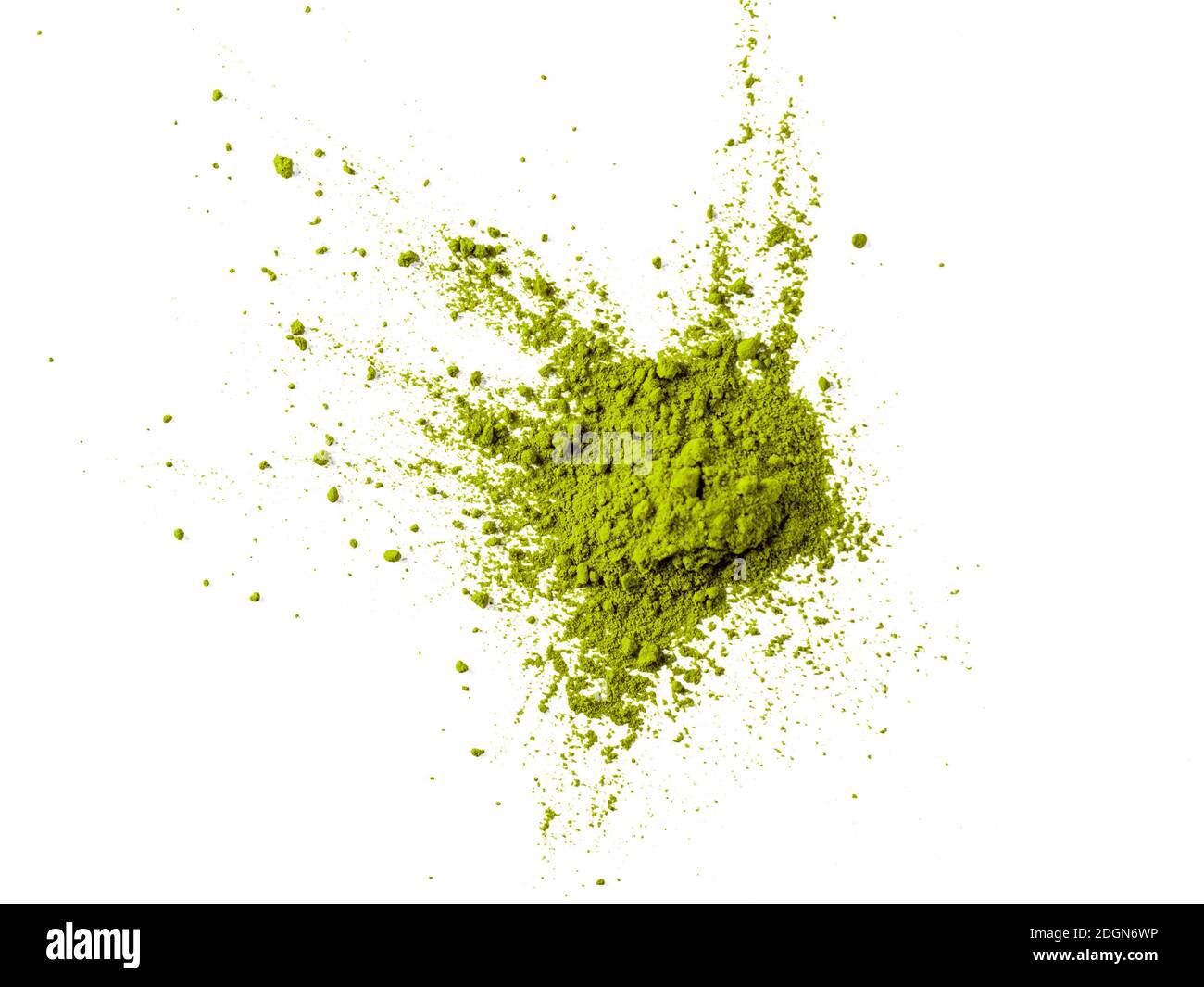 Green matcha tea powder explosion,white background Stock Photo - Alamy