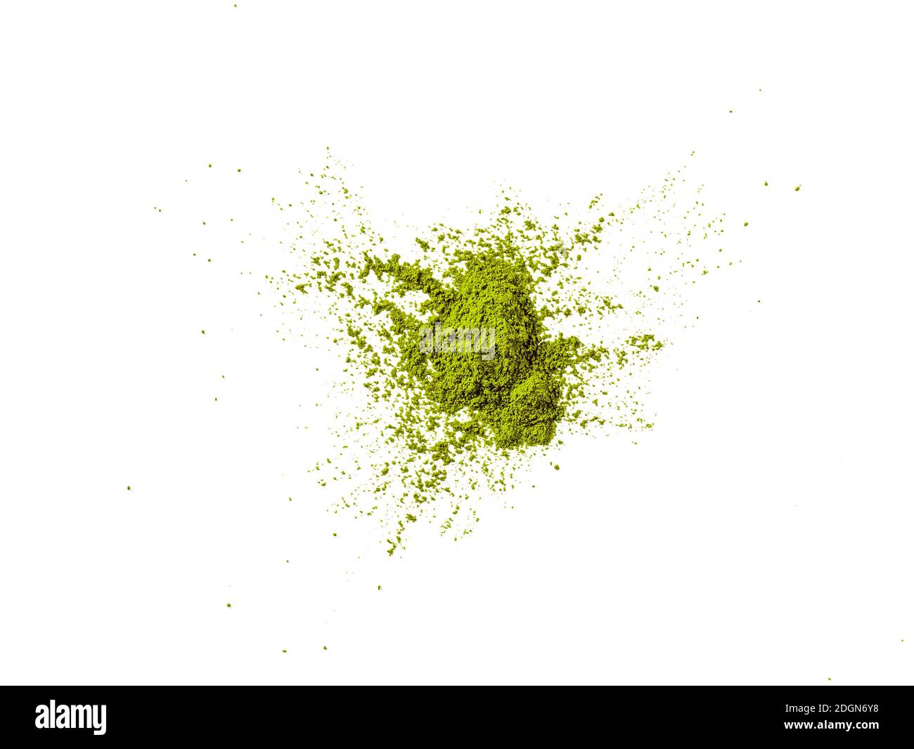 Green matcha tea powder explosion,white background Stock Photo - Alamy
