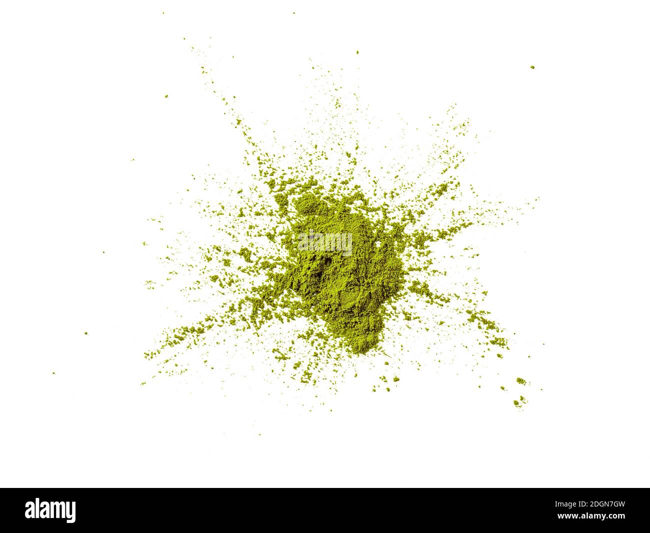 Green matcha tea powder explosion,white background Stock Photo - Alamy