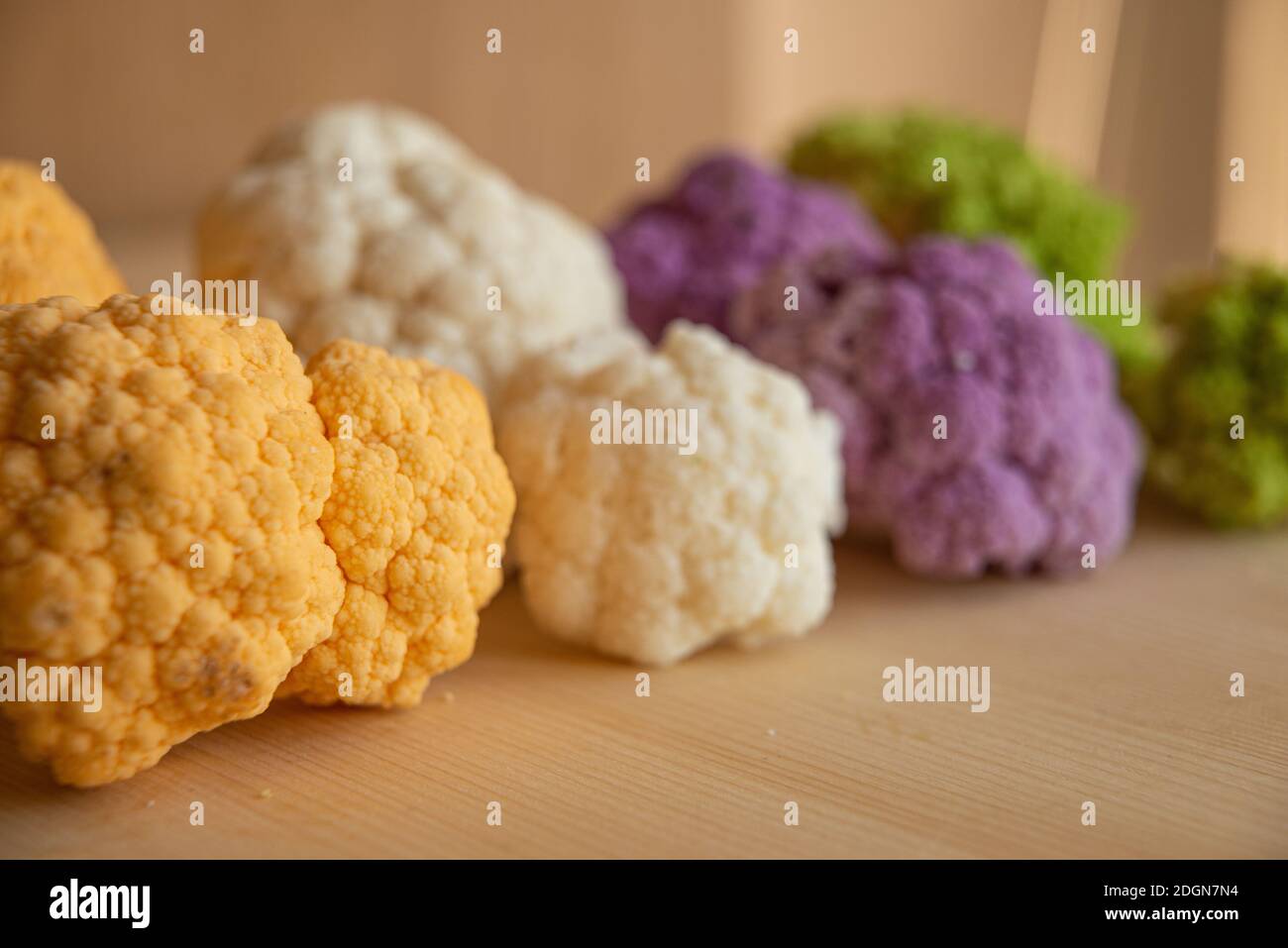 Cauliflower, yellow cauliflower, purple cauliflower and Roman ...