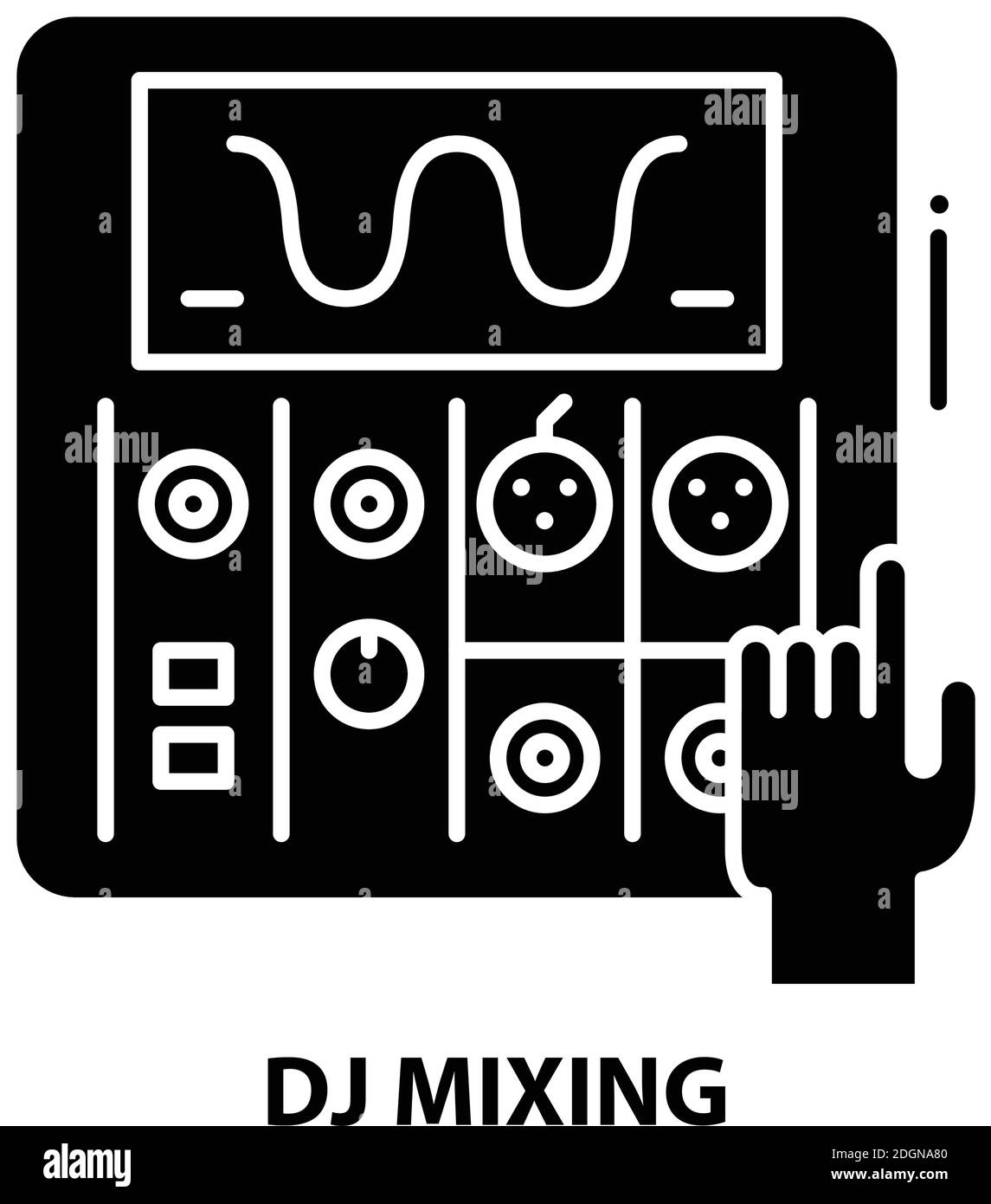 dj mixing icon, black vector sign with editable strokes, concept ...