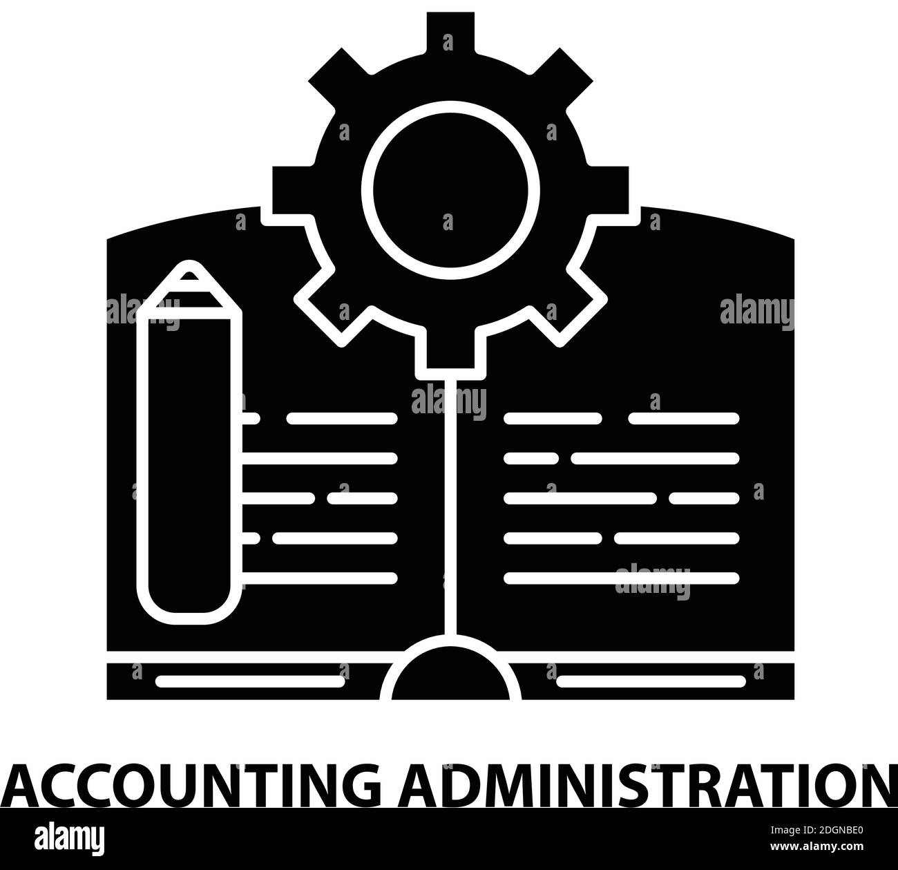 accounting administration icon, black vector sign with editable strokes ...