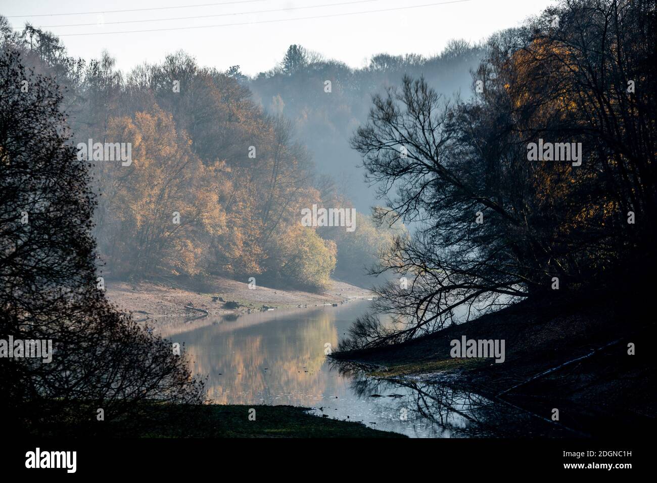 Balcombe, November 28th 2020: Shadows and autumn colours reflected in ...