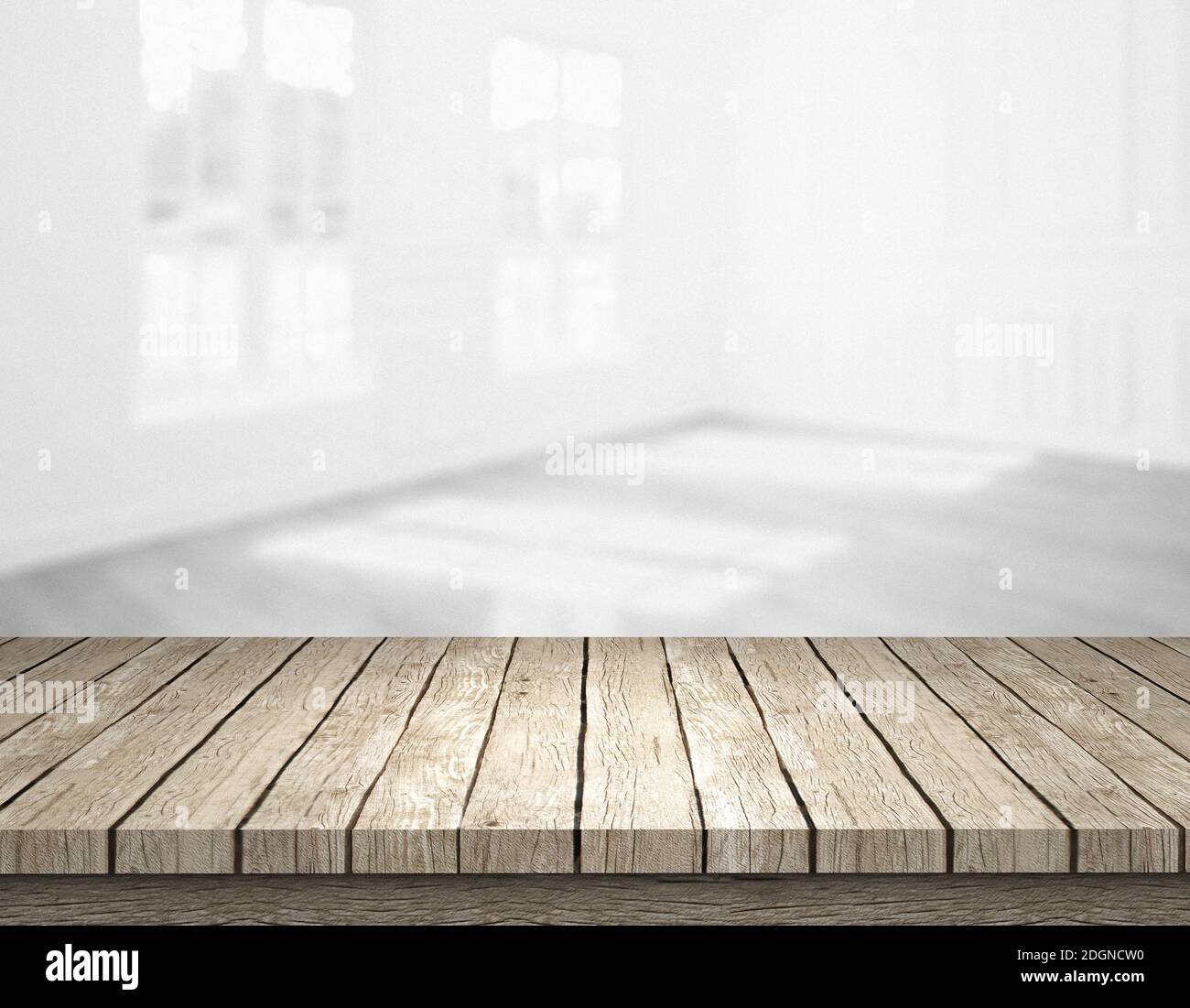 Blank table top in front of blurry room - Illustration Stock Photo - Alamy