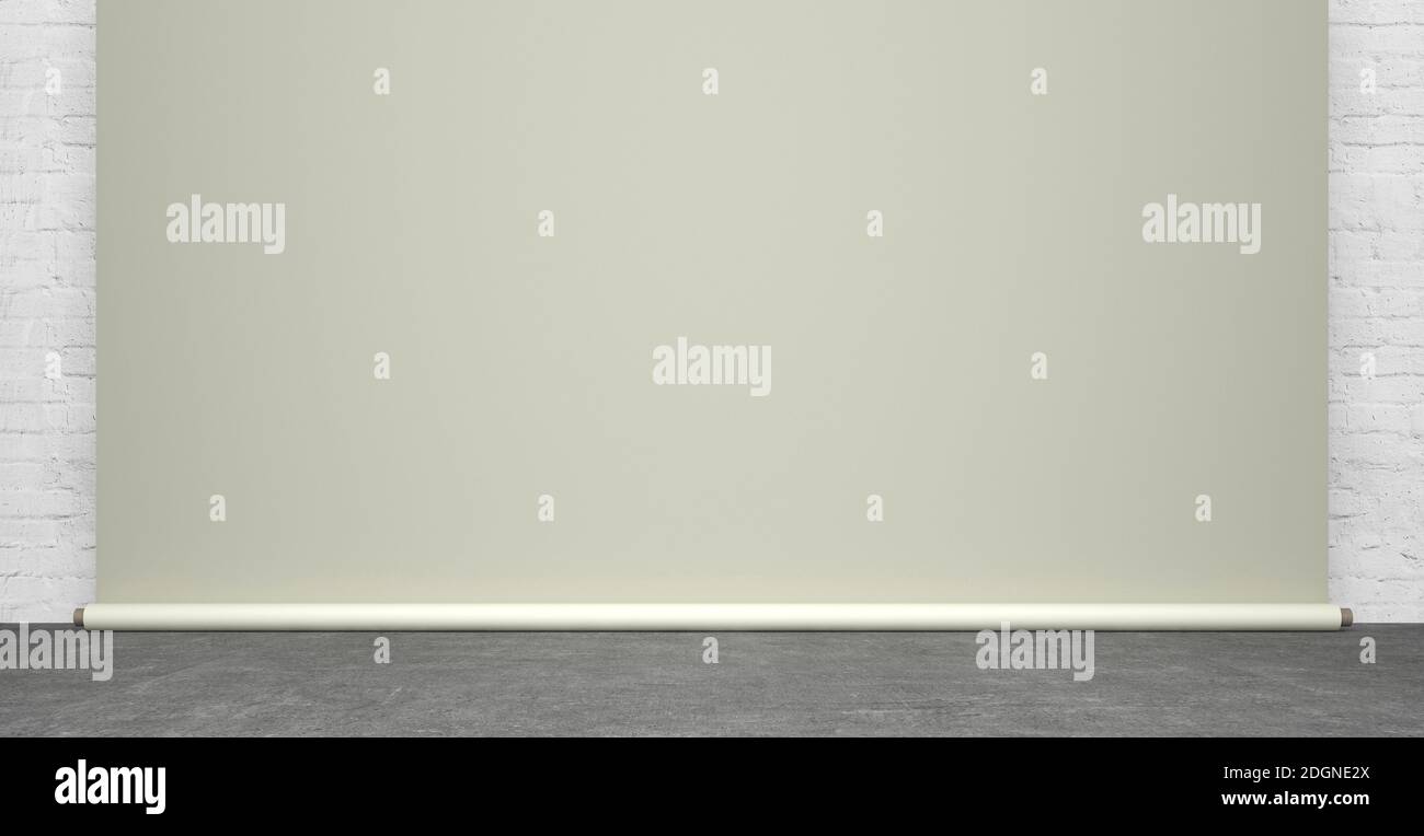 Emty room with concrete wall - Illustration Stock Photo - Alamy