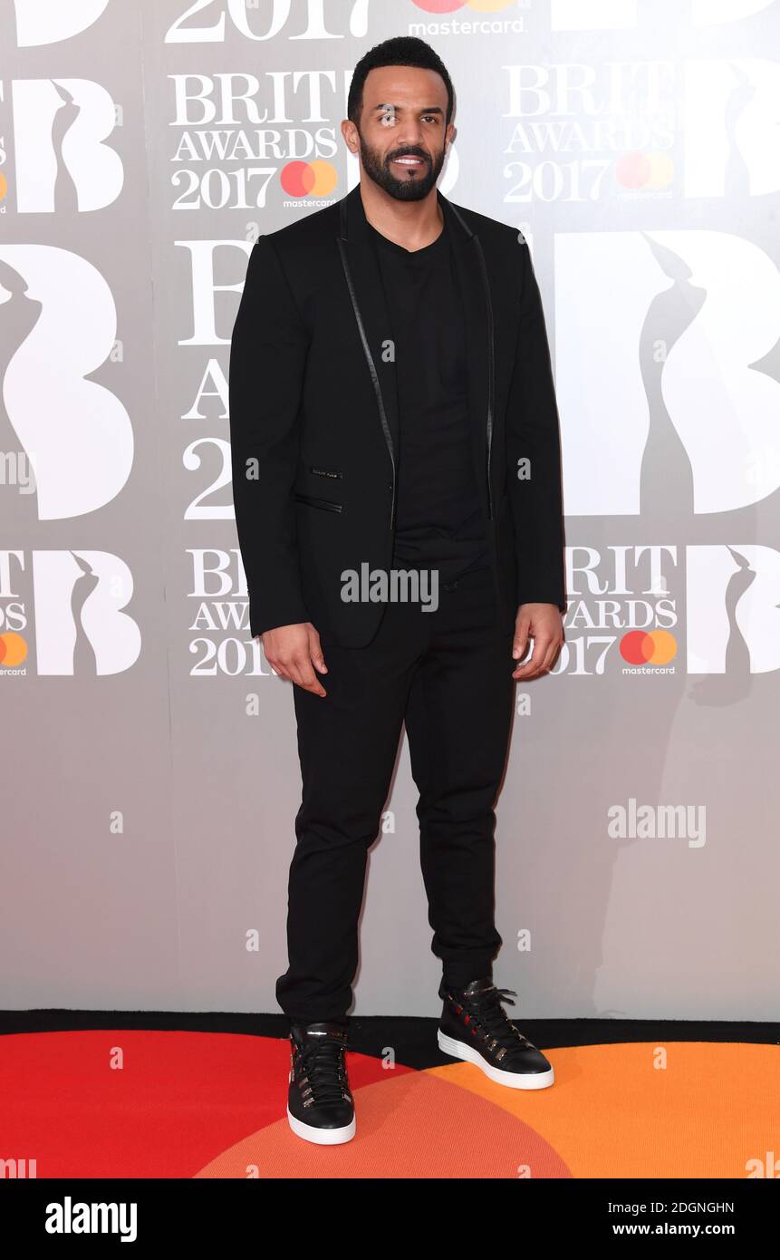 Craig David attending the BRIT Awards 2017, held at The O2 Arena, in ...