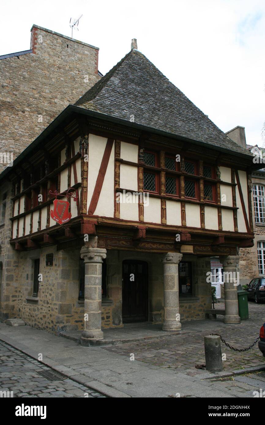 medieval half-timbered house in dinan in brittany in france Stock Photo ...