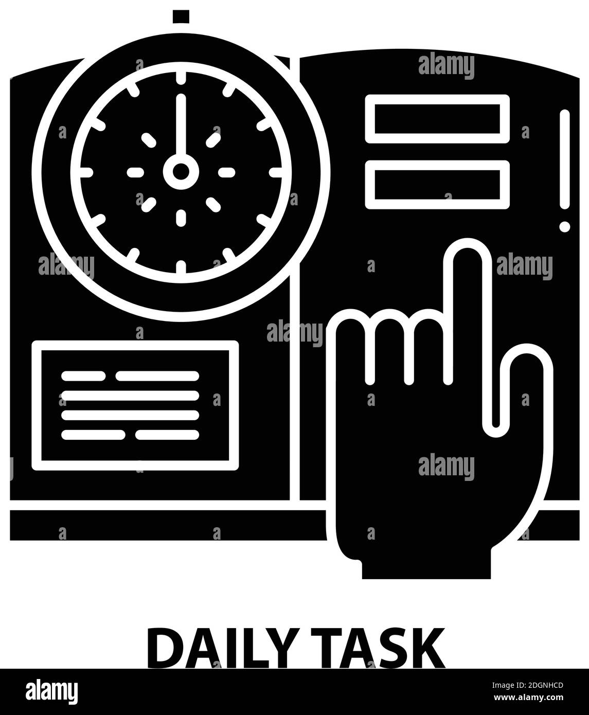 daily task icon, black vector sign with editable strokes, concept ...