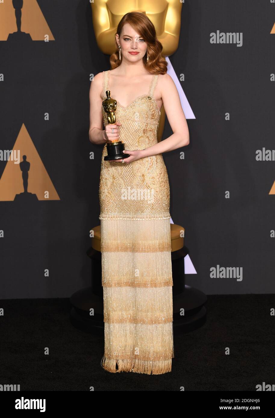 Emma Stone, winner of the award for Actress in a Leading Role for 'La ...