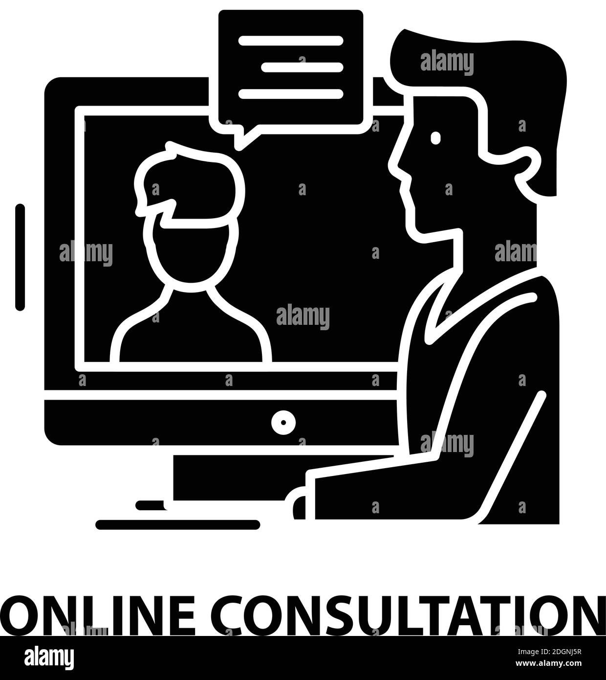 Online Consultation Symbol Icon Black Vector Sign With Editable