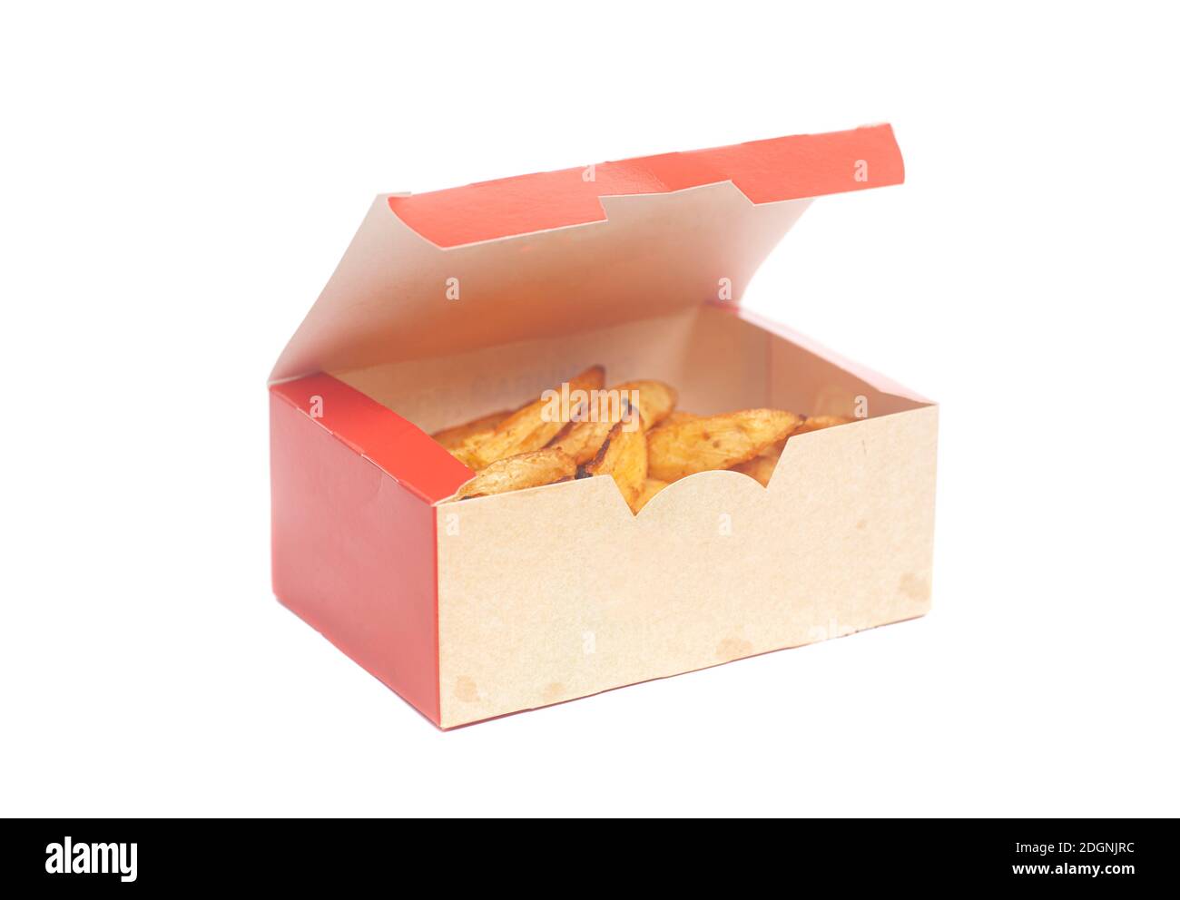Fries slices country potatoes in a box fast food Stock Photo - Alamy