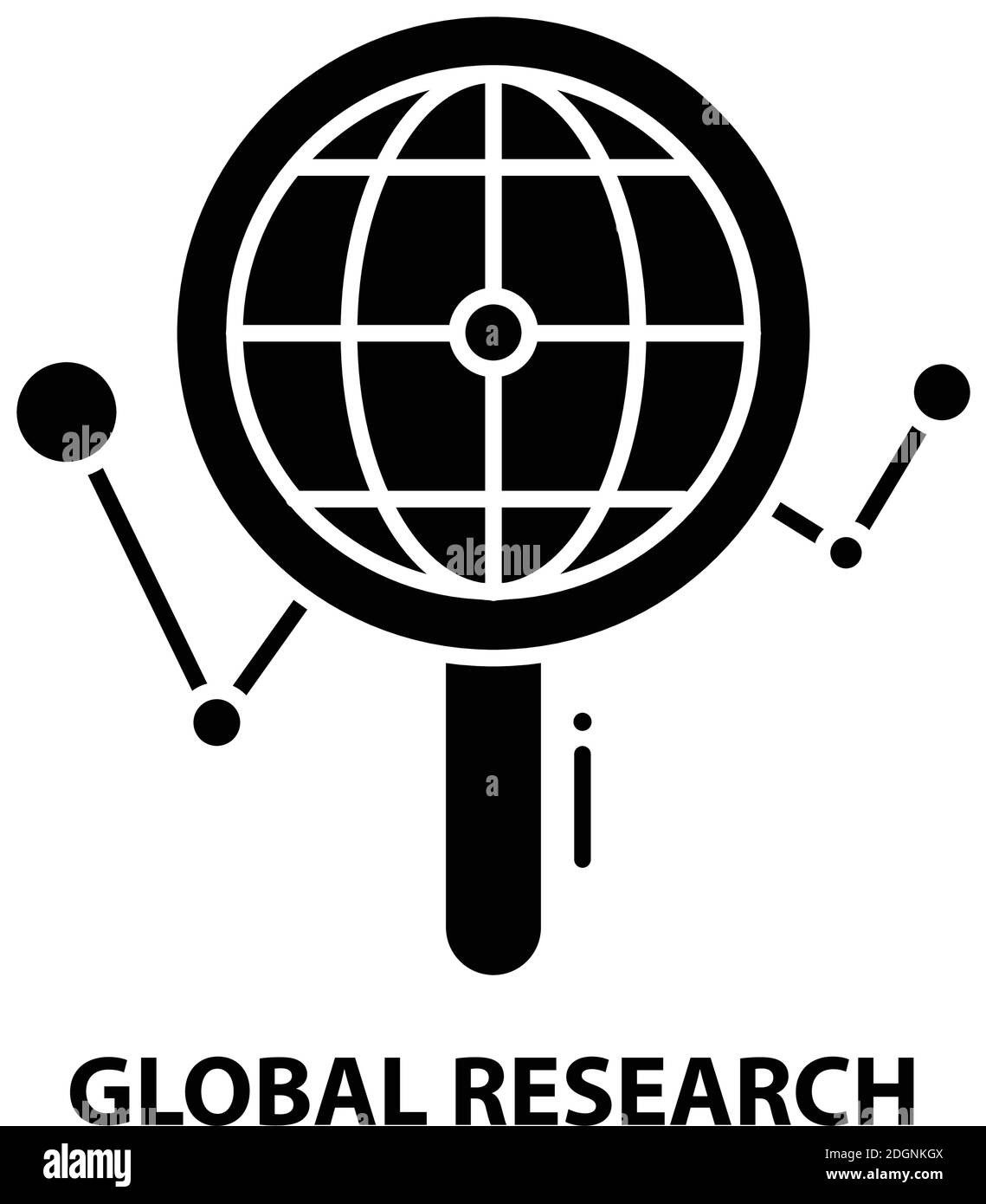global research symbol icon, black vector sign with editable strokes ...