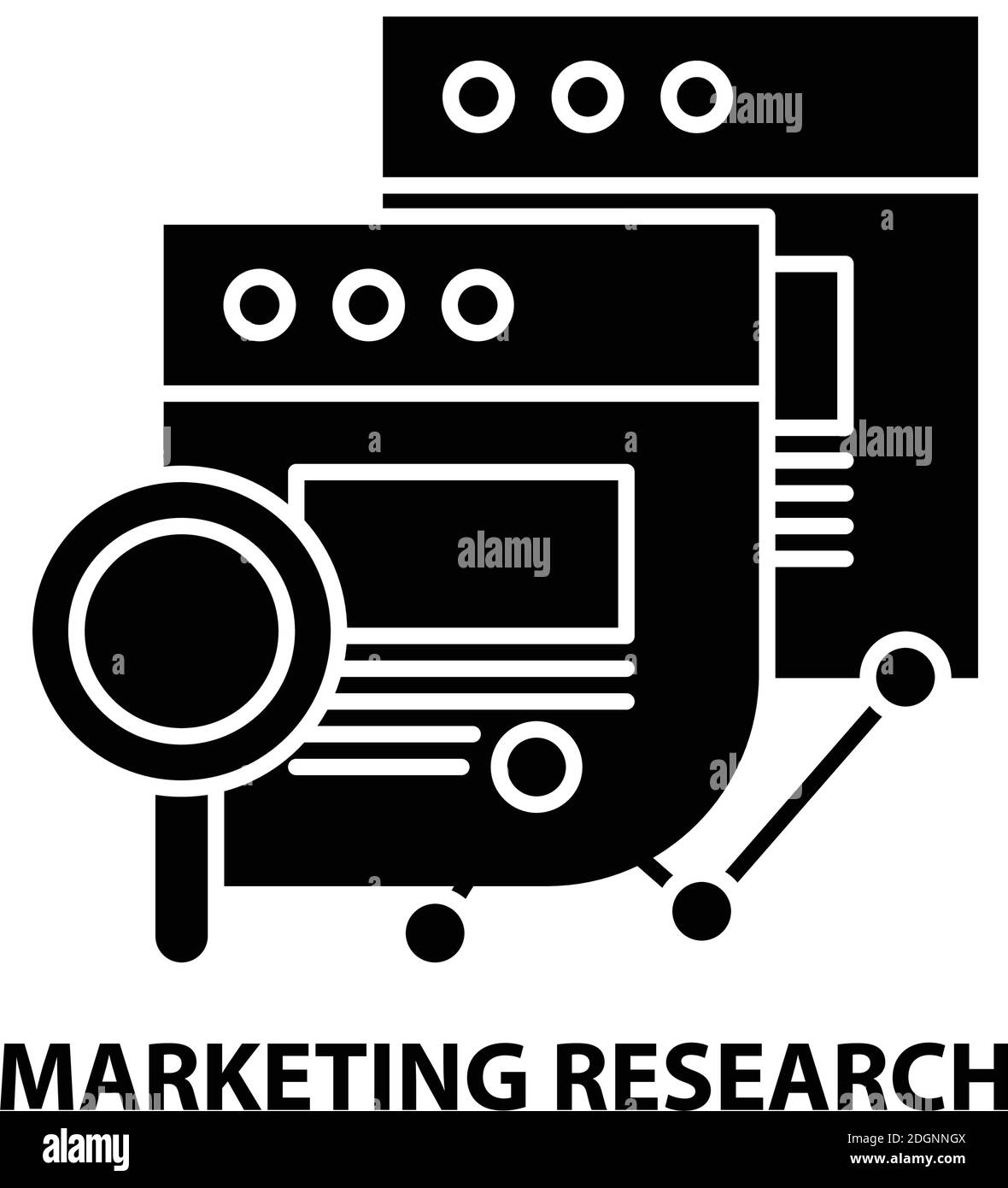 marketing research icon, black vector sign with editable strokes ...
