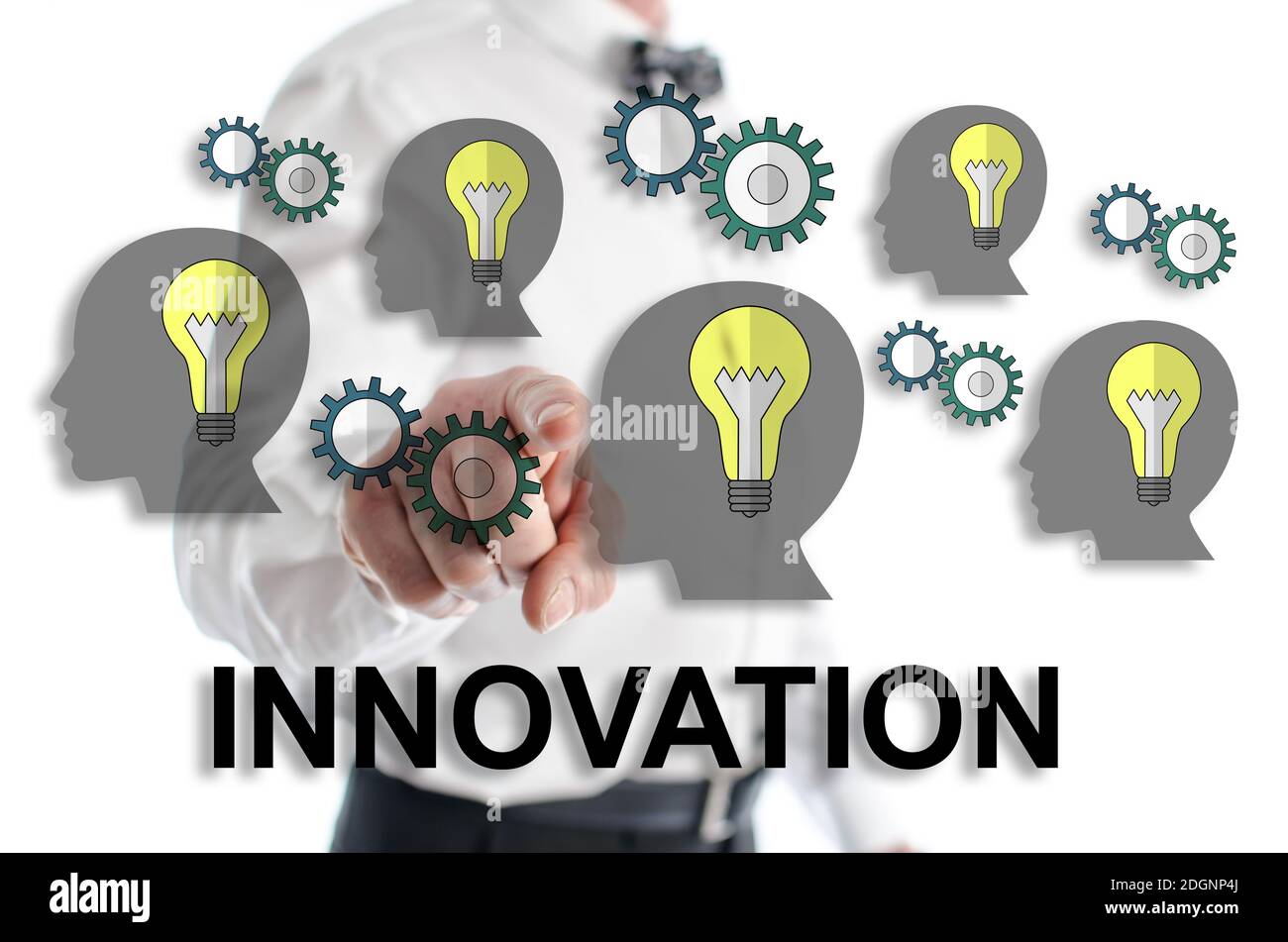 Innovation concept shown by a man in background Stock Photo - Alamy
