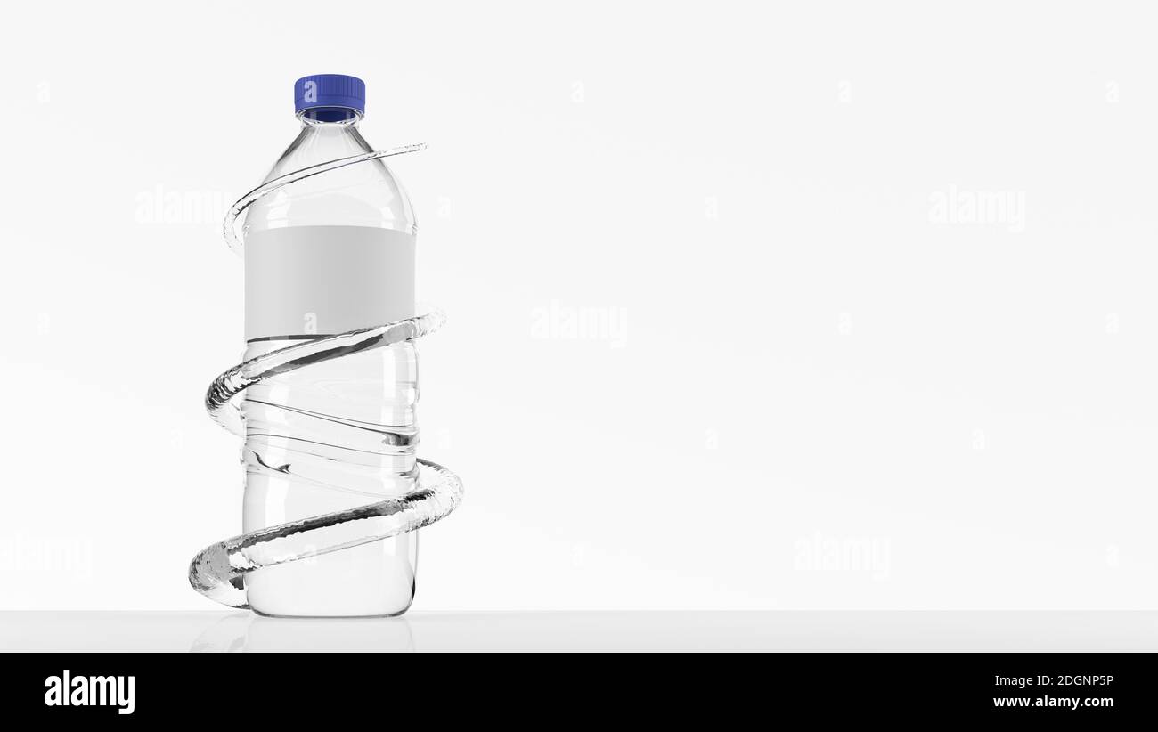Clear water bottle with circular water flow arround the bottle - 3D ...