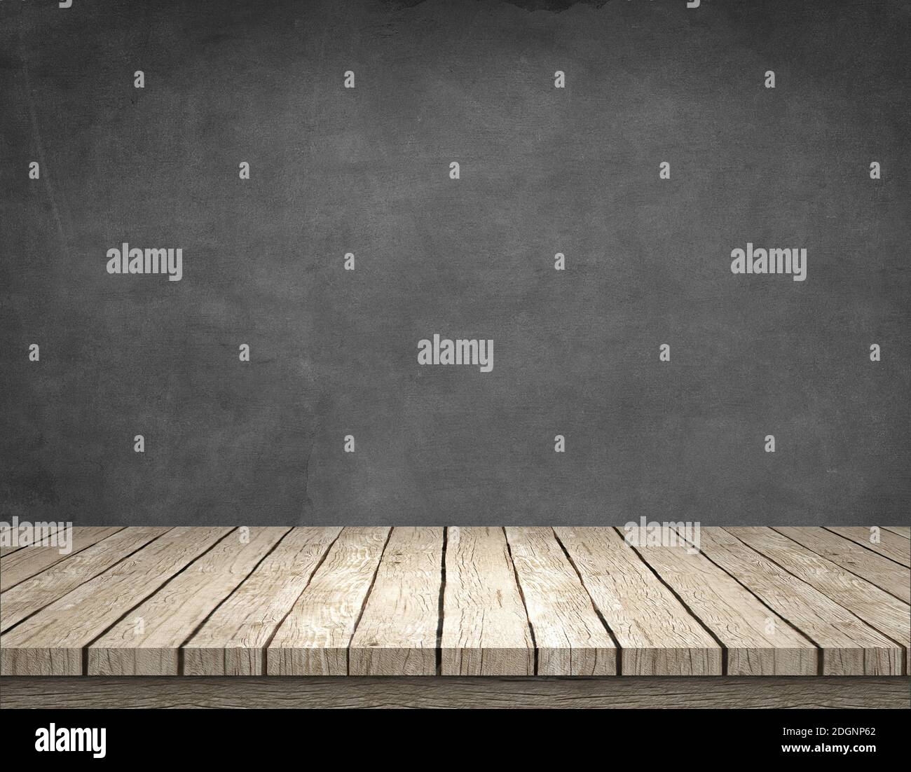 Rustic wooden table with grey background Stock Photo - Alamy