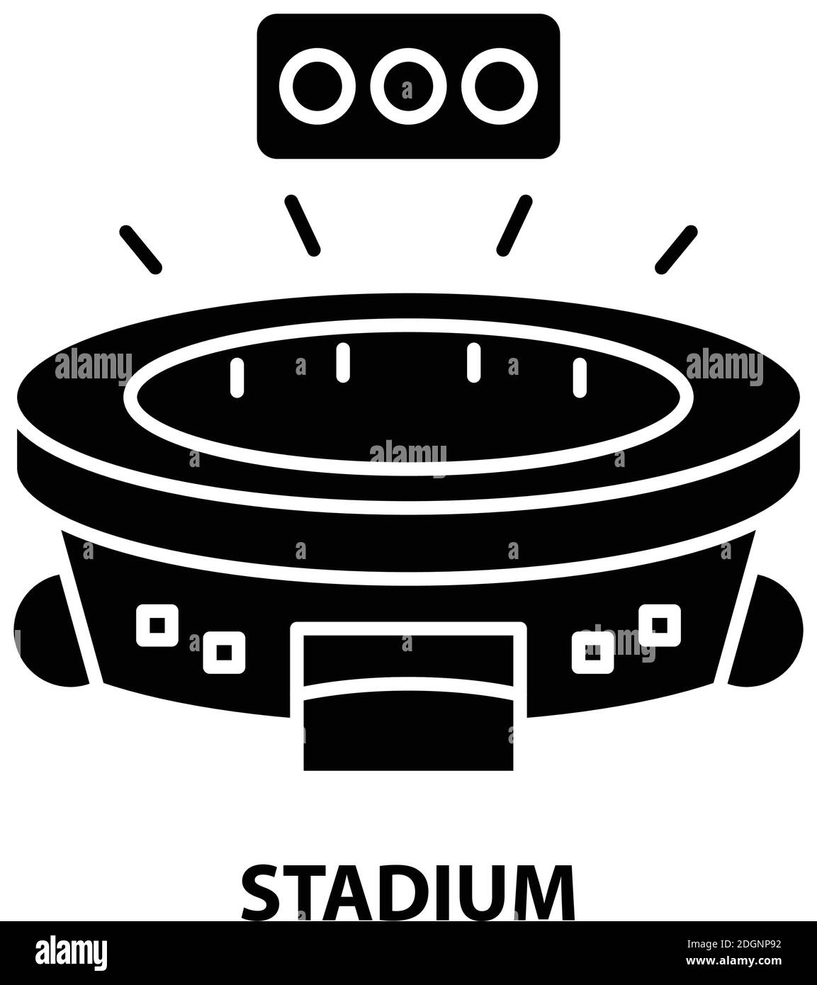 stadium icon, black vector sign with editable strokes, concept ...