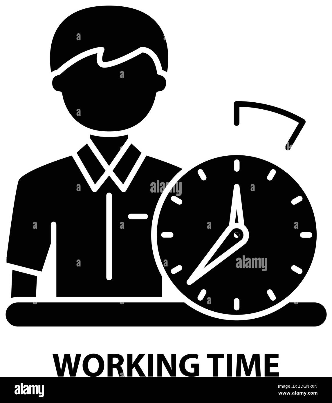working time icon, black vector sign with editable strokes, concept ...
